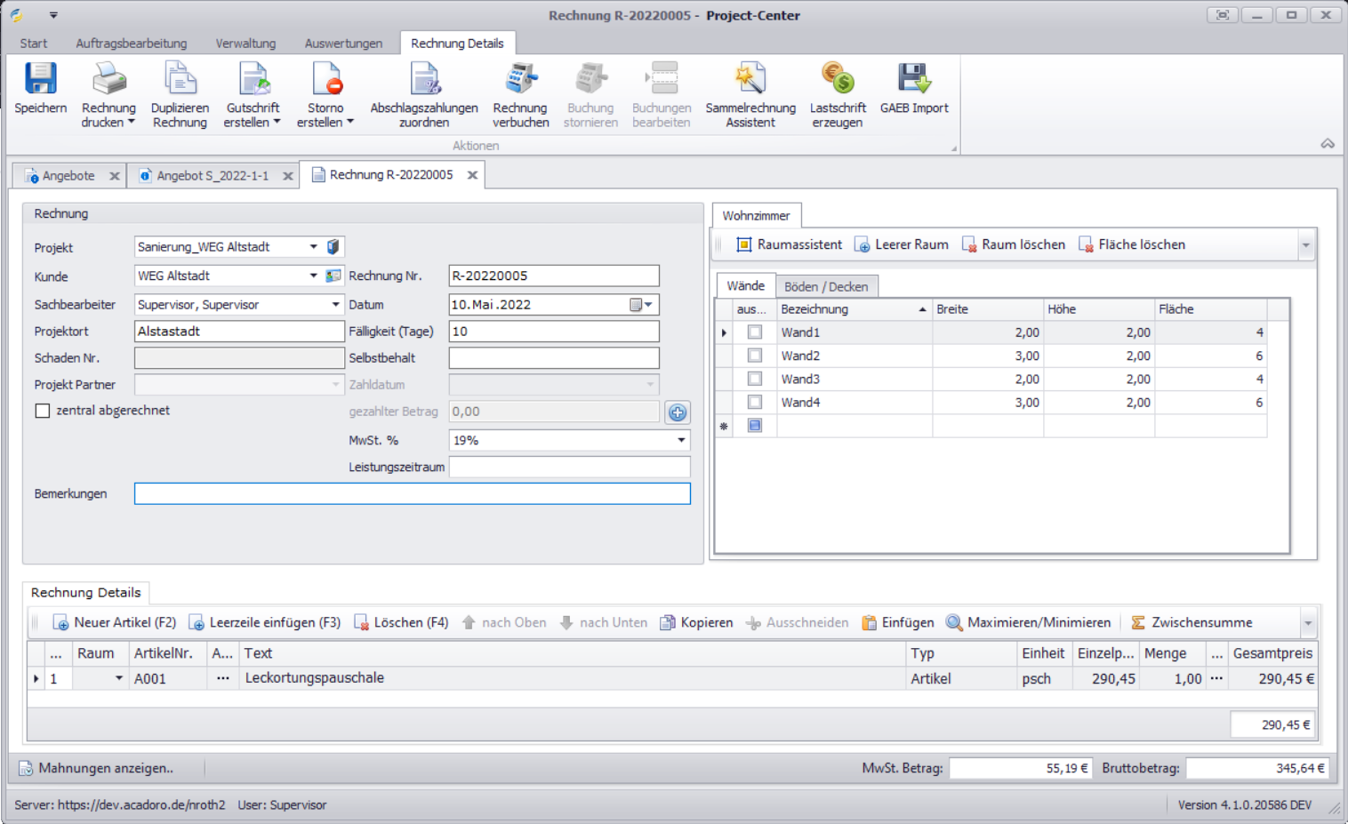 Rechnung aus Angebot erstellen