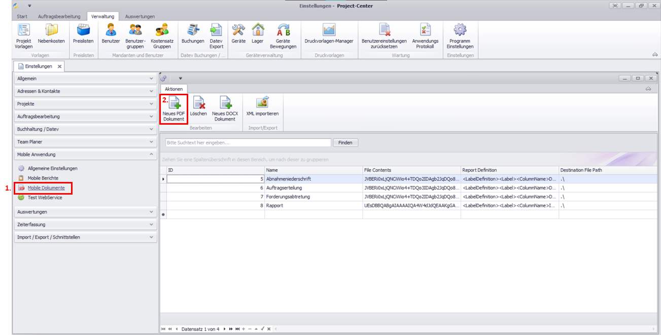 Neue PDF-Vorlage erstellen