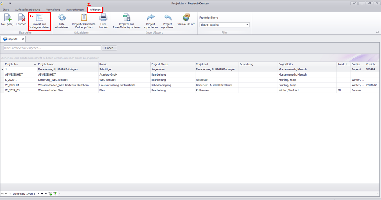 Projekte anlegen & bearbeiten